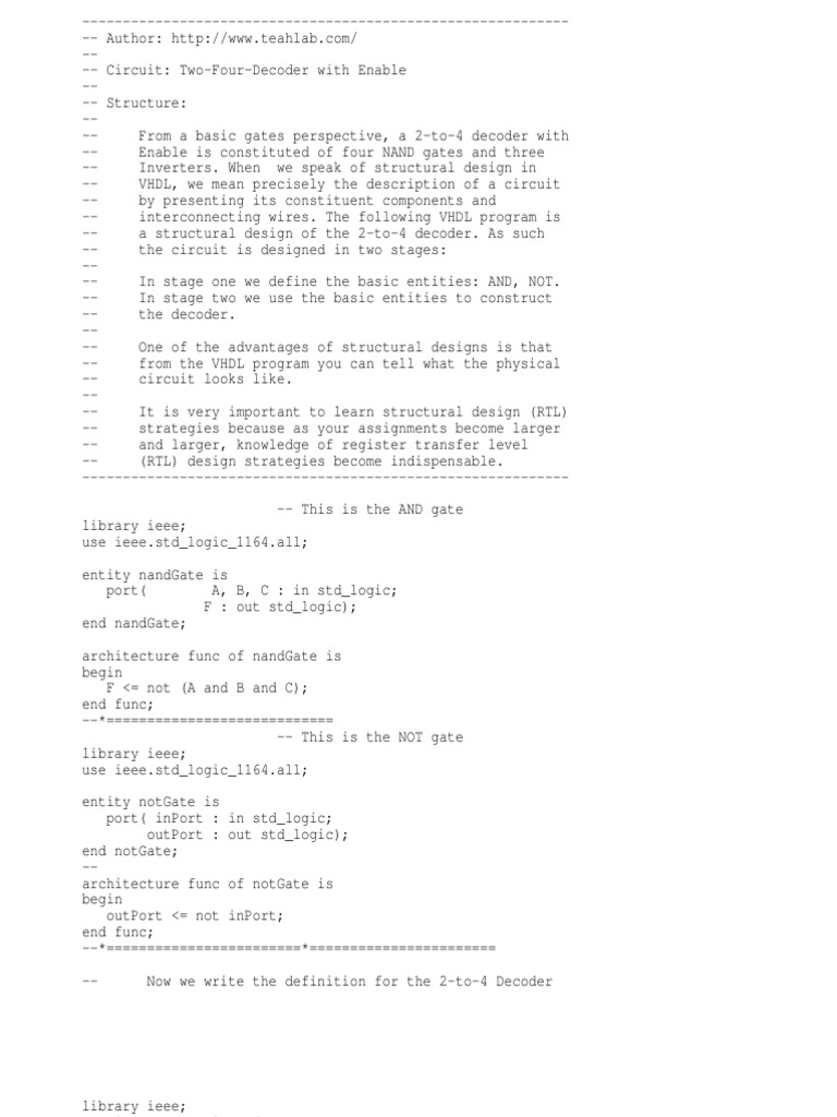 Decoder 2 To 4 With Enable | PDF | Vhdl | Institute Of Electrical And ...
