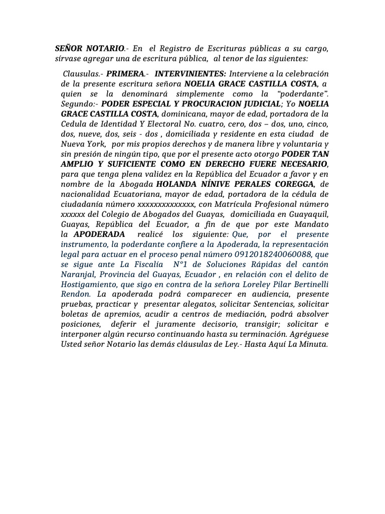 Poder Especial para Proceso Penal en Ecuador | PDF