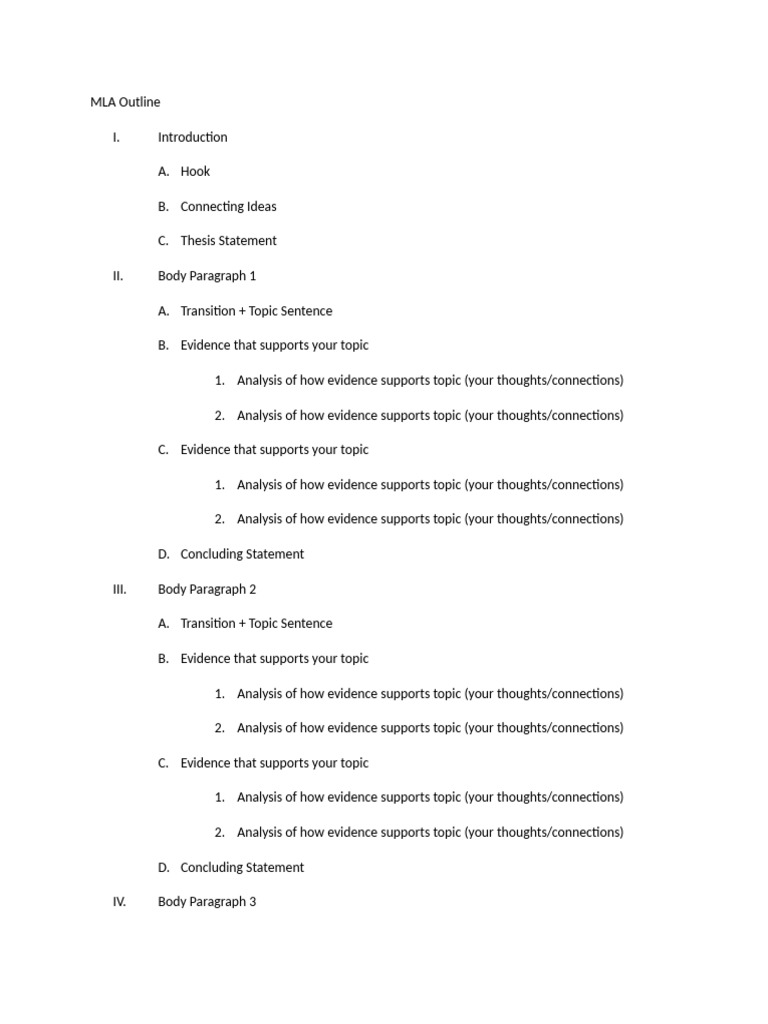 MLA Outline Structure Guide | PDF