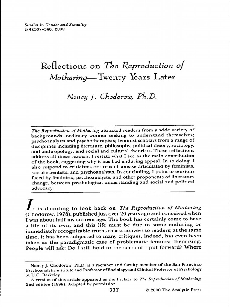Reflections on Mothering Dynamics | PDF | Psychoanalysis | Psychology