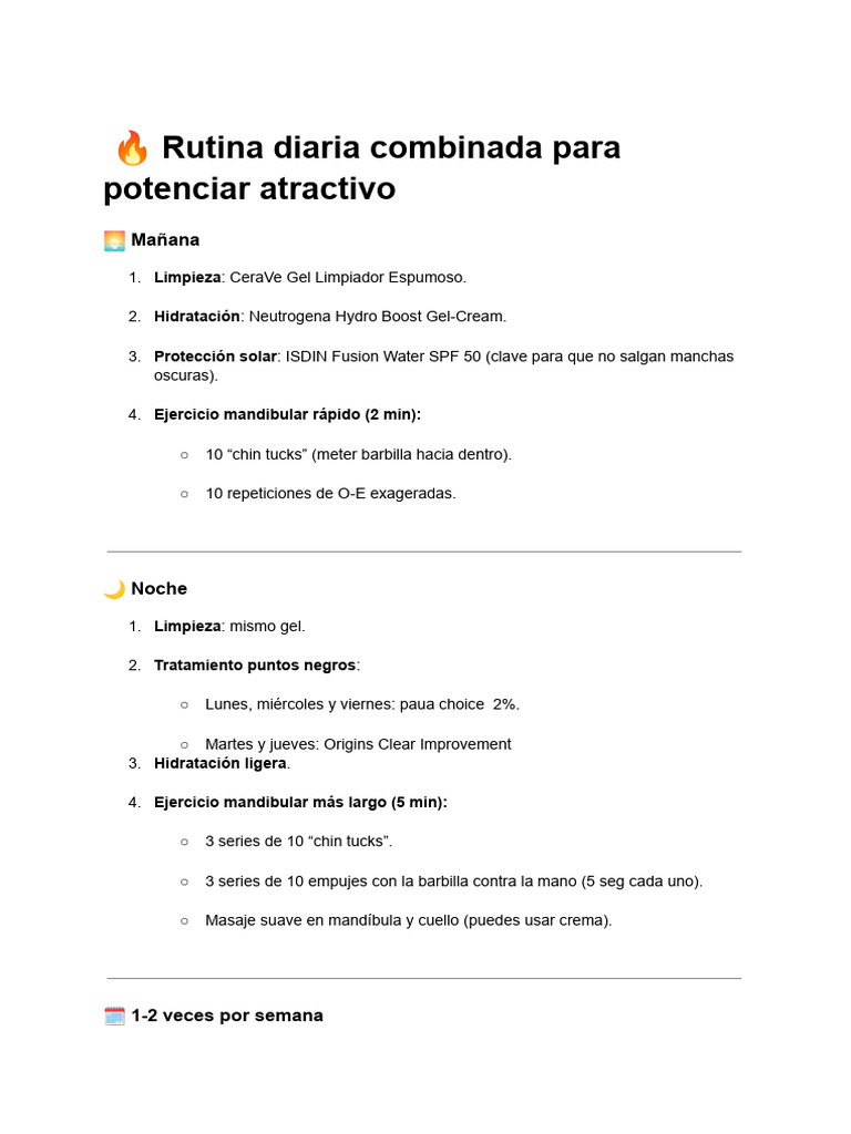 Rutina Diaria para Aumentar Atractivo | PDF