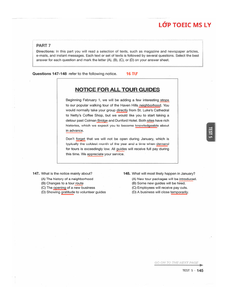 GẠCH CHÂN P7 - TEST 5 | PDF