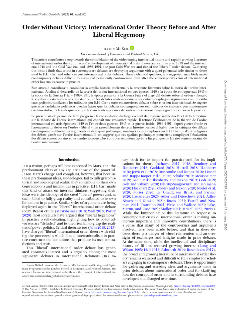 International Order Theory - 2023 | PDF | Hegemony | Sovereignty