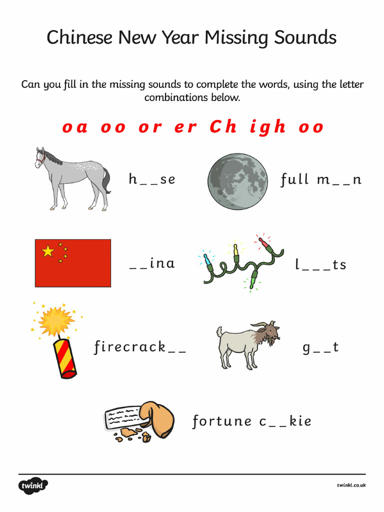 T T 9987 Chinese New Year Missing Sounds Worksheet | PDF
