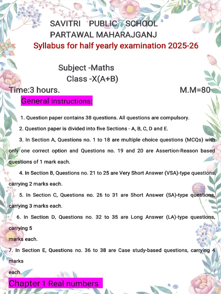 Class 10 Maths Syllabus | PDF