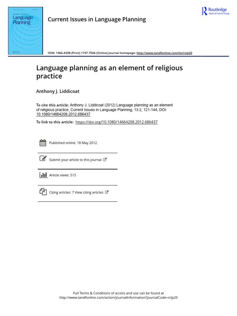 Language Planning in Religious Practice | PDF | Sermon | Liturgy