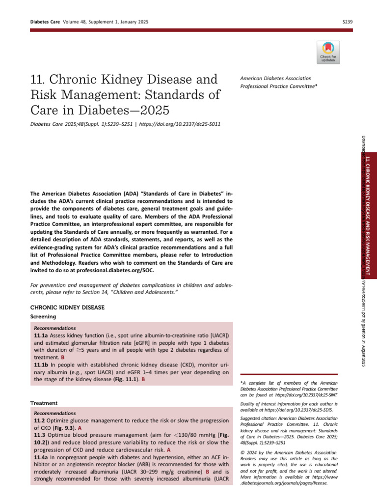 Chronic Kidney Disease Management in Diabetes | PDF | Chronic Kidney ...