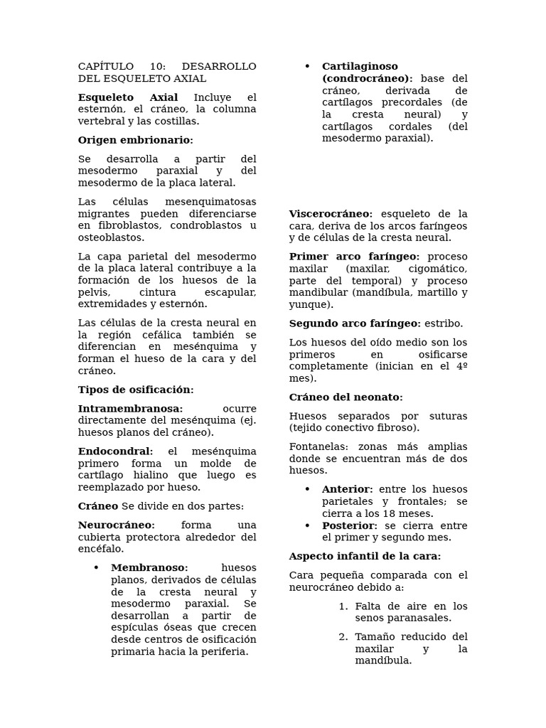 Resumen embrio II parcial | PDF | Corazón | Cráneo