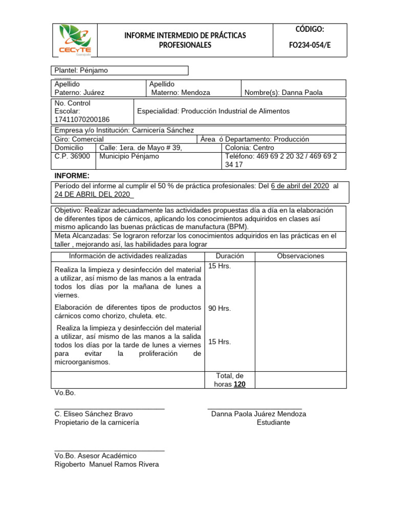 FO234-054E Informe Intermedio | PDF