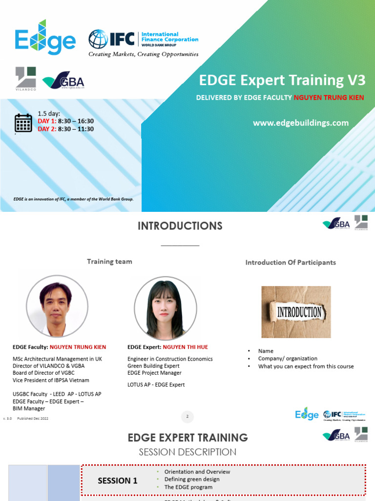 DAY 1 EDGE Experts V3 Training | PDF | Green Building | Efficient ...