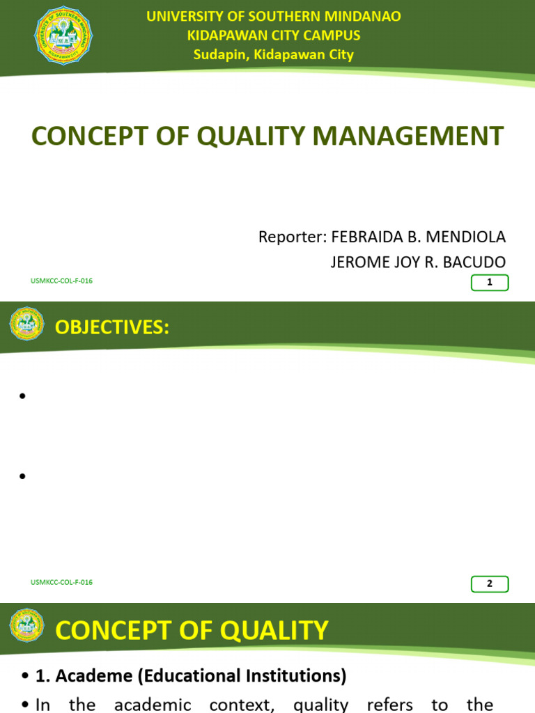 Topic 3 Phdtem-708 Concept Og Quality Management | PDF | Quality ...