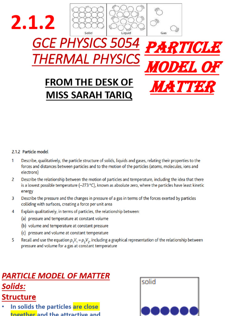 Understanding the Particle Model of Matter | PDF | Gases | Liquids