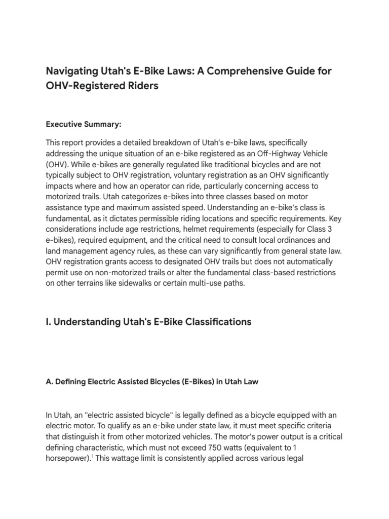 Utah E-bike OHV Regulations | PDF | Vehicles | Land Transport