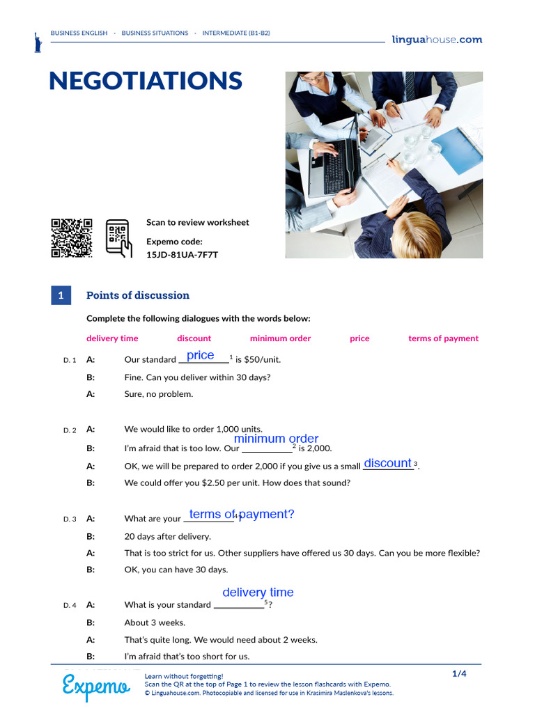 Business English: Negotiation Skills | PDF | Negotiation
