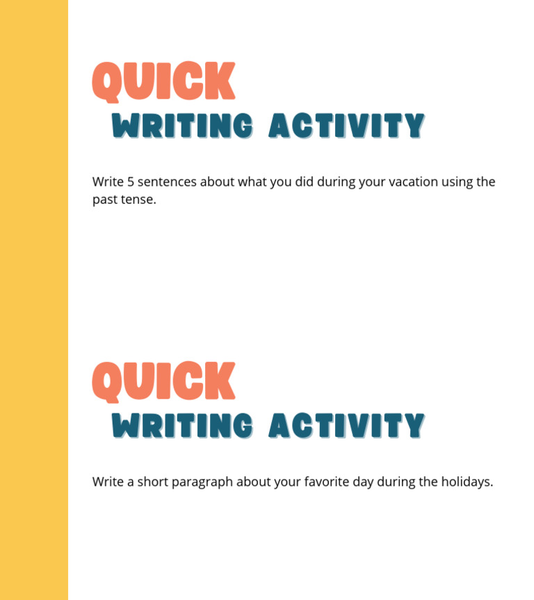 Vacation Writing Activity Guide | PDF