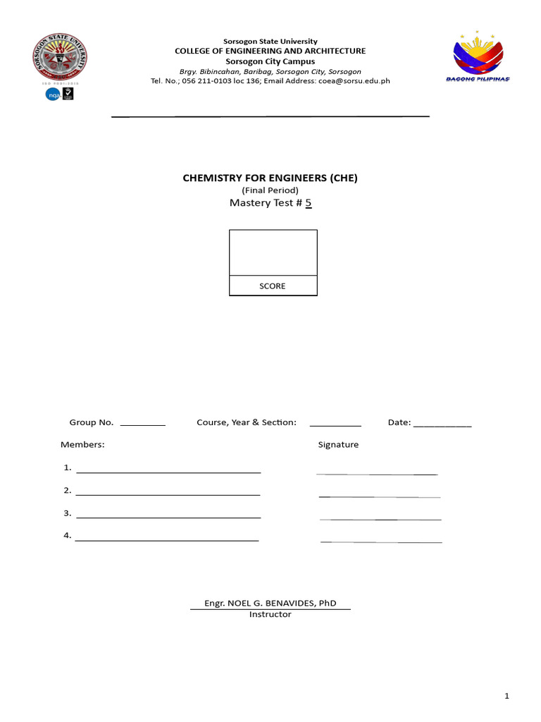 Mastery Test 5 Environmental Chemistry | PDF | Atmosphere Of Earth ...