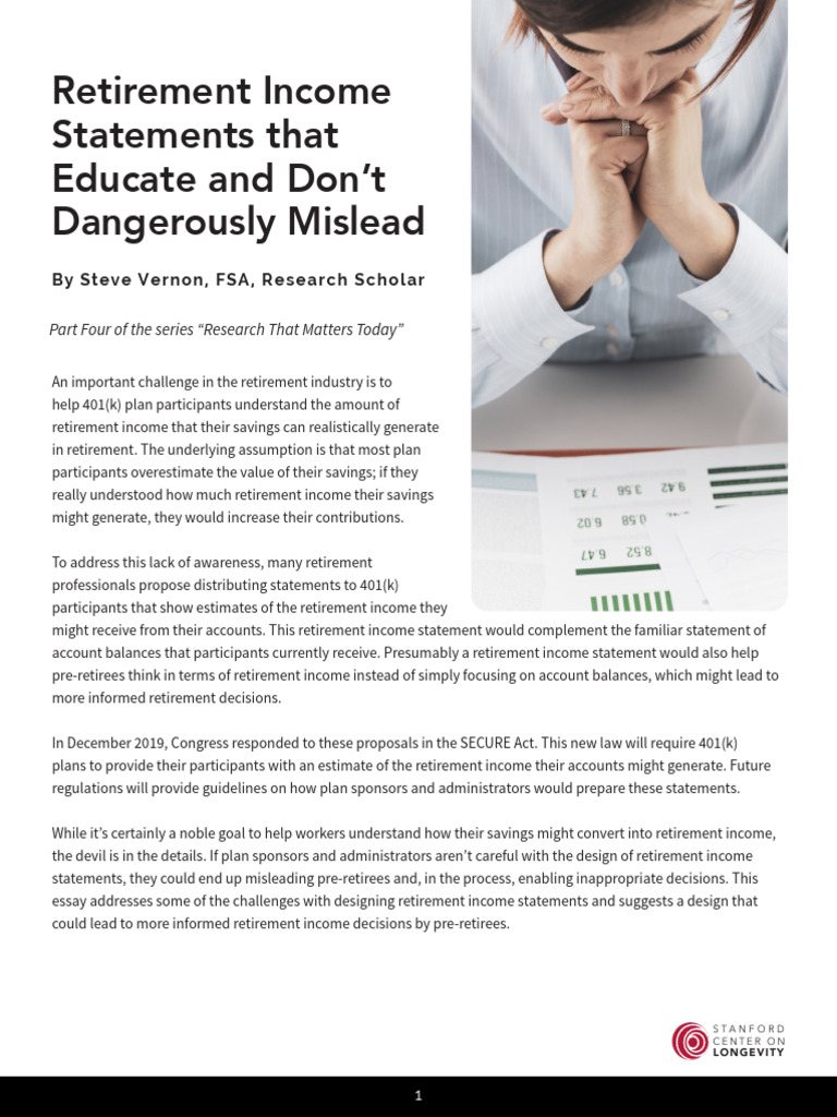 Retirement Income Statements | PDF | Retirement | Life Annuity