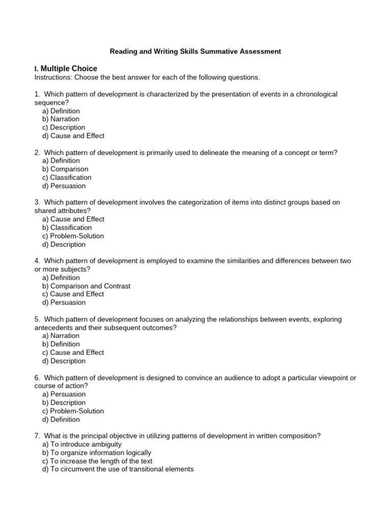 Reading and Writing Skills Assessment | PDF | Causality | Ambiguity