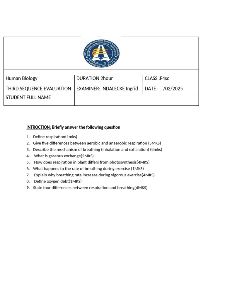 H.Biogy f4 Test 3 | PDF