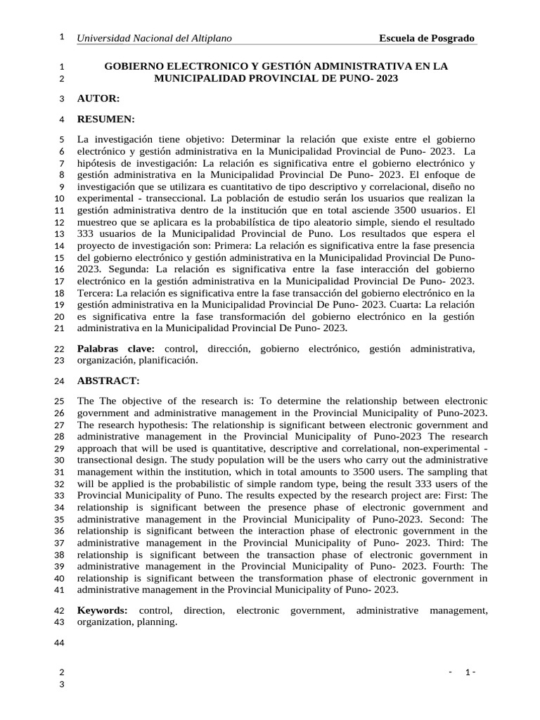 MODELO PROYECTO (4) | PDF | Gobierno E | Administración Pública