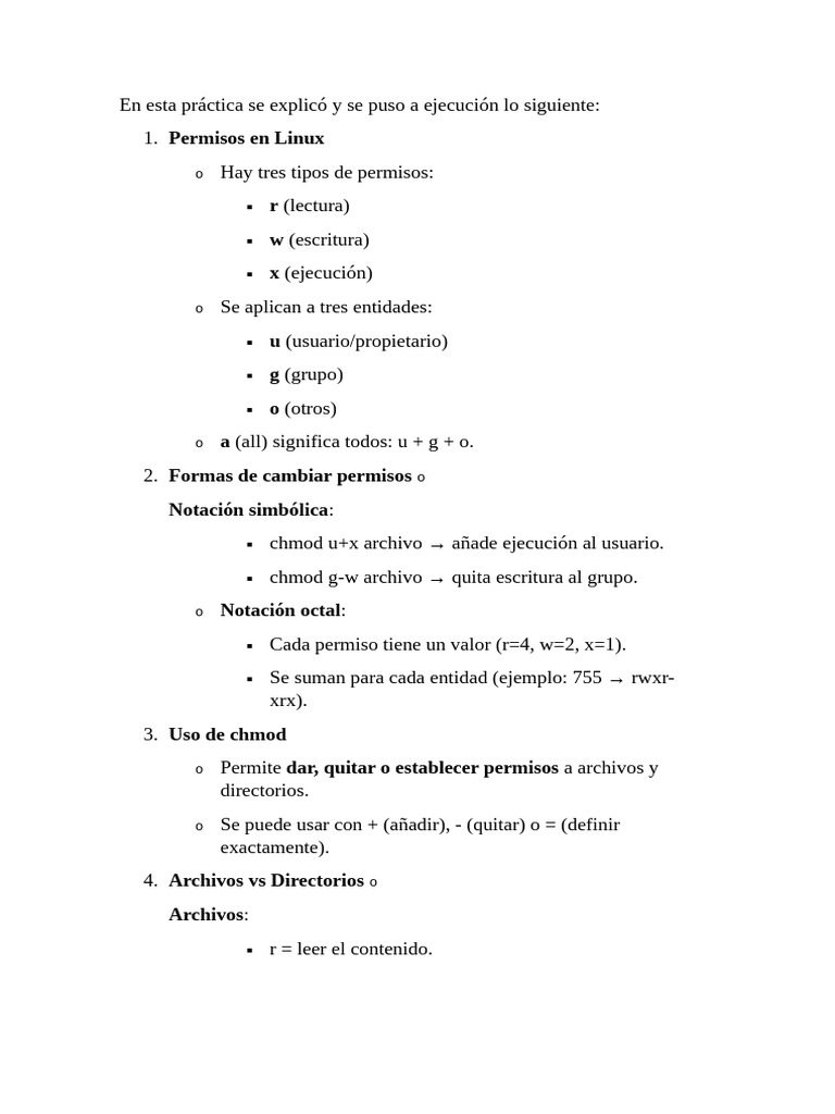 Permisos en Linux: Uso de chmod y Buenas Prácticas | PDF