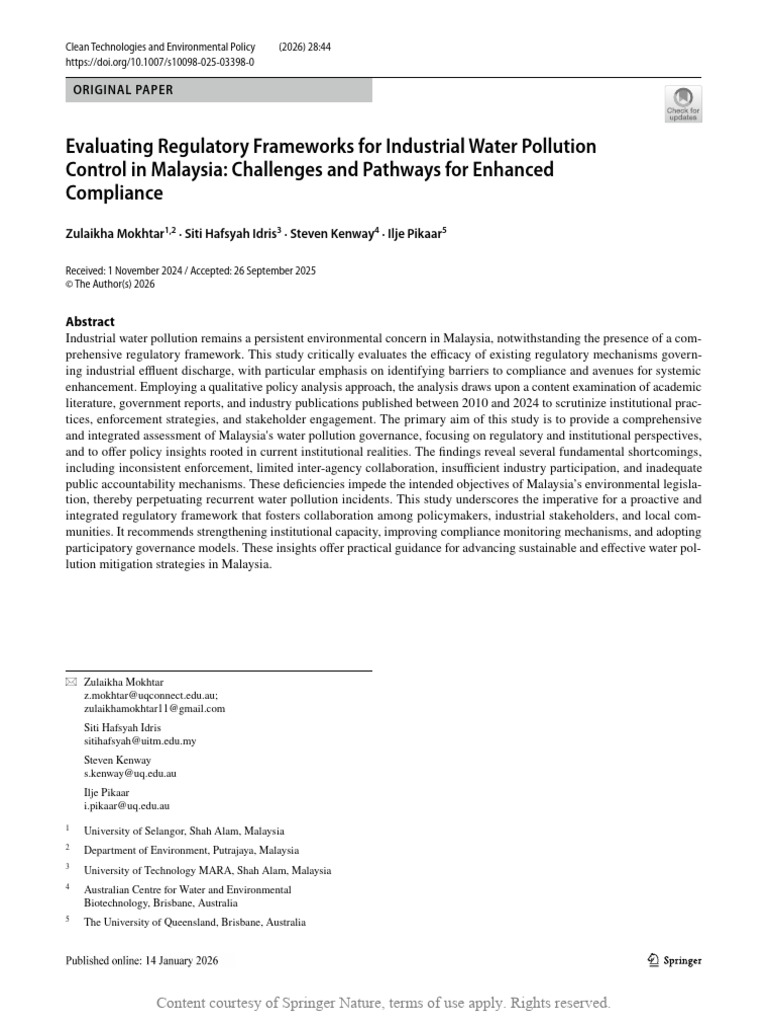 Evaluating Malaysia's Water Pollution Regulations | PDF | Governance ...