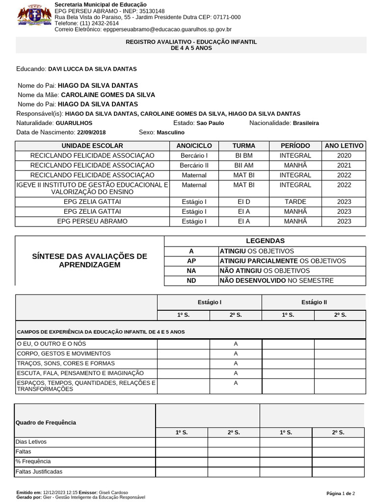 Davi Lucca | PDF | Educação Infantil