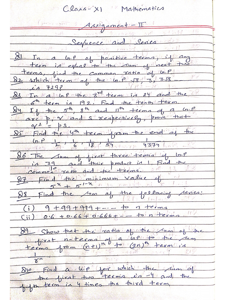 Assignment - Sequence & Series | PDF
