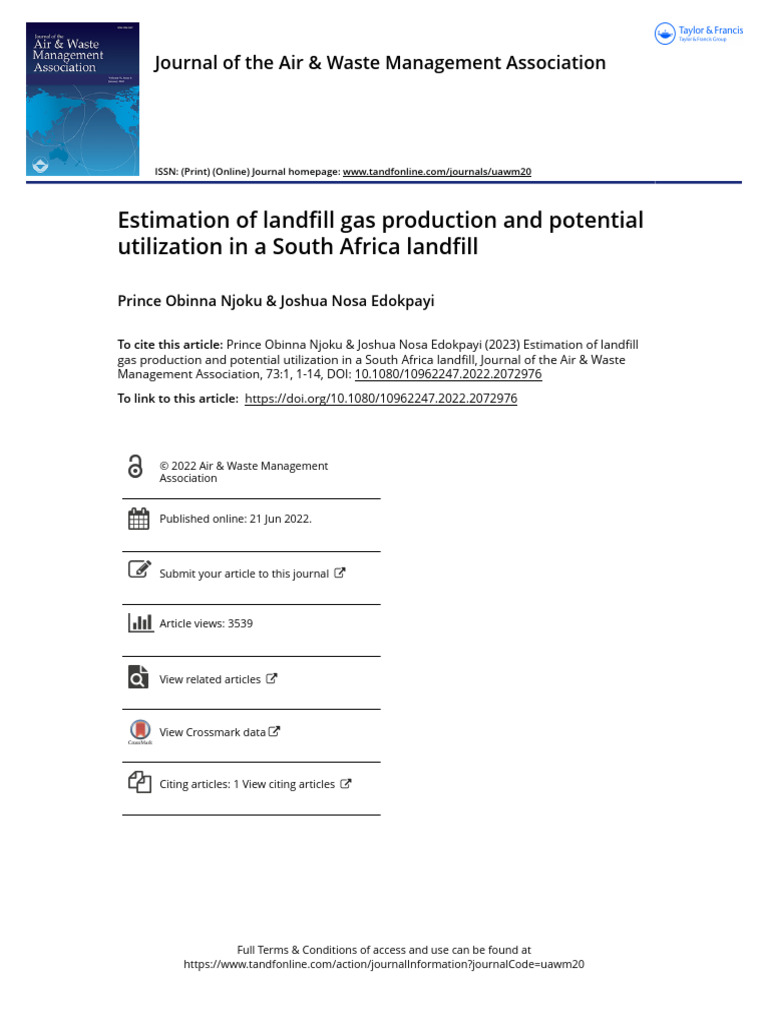 Estimation of landfill gas production and potential utilization in a ...