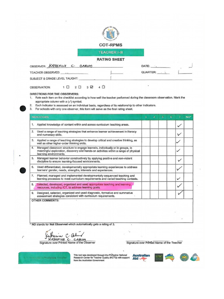 COT With Rating | PDF