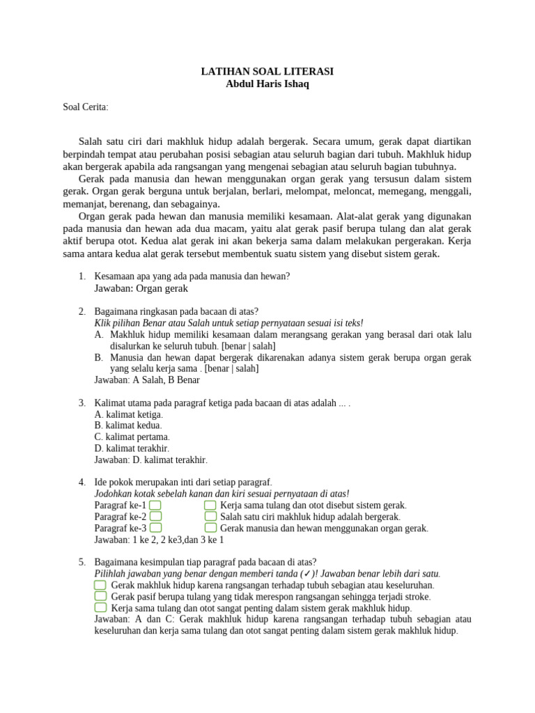 Sistem Gerak Makhluk Hidup: Organ dan Fungsi | PDF