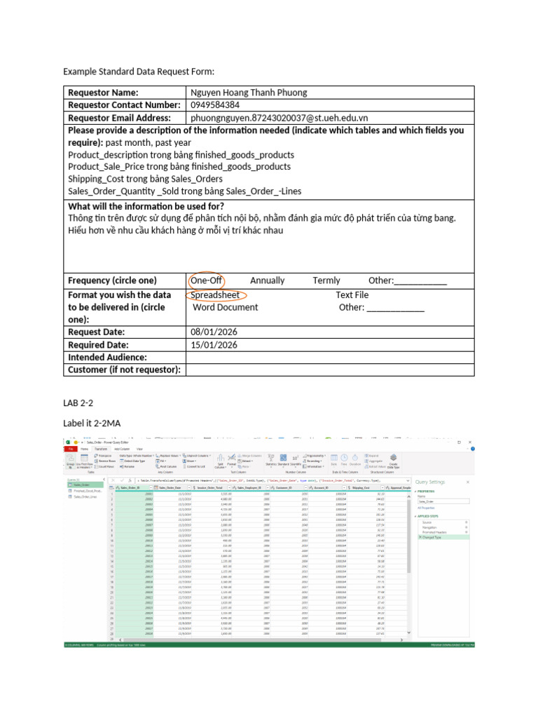 Lab 2-1 Data Request Form | PDF