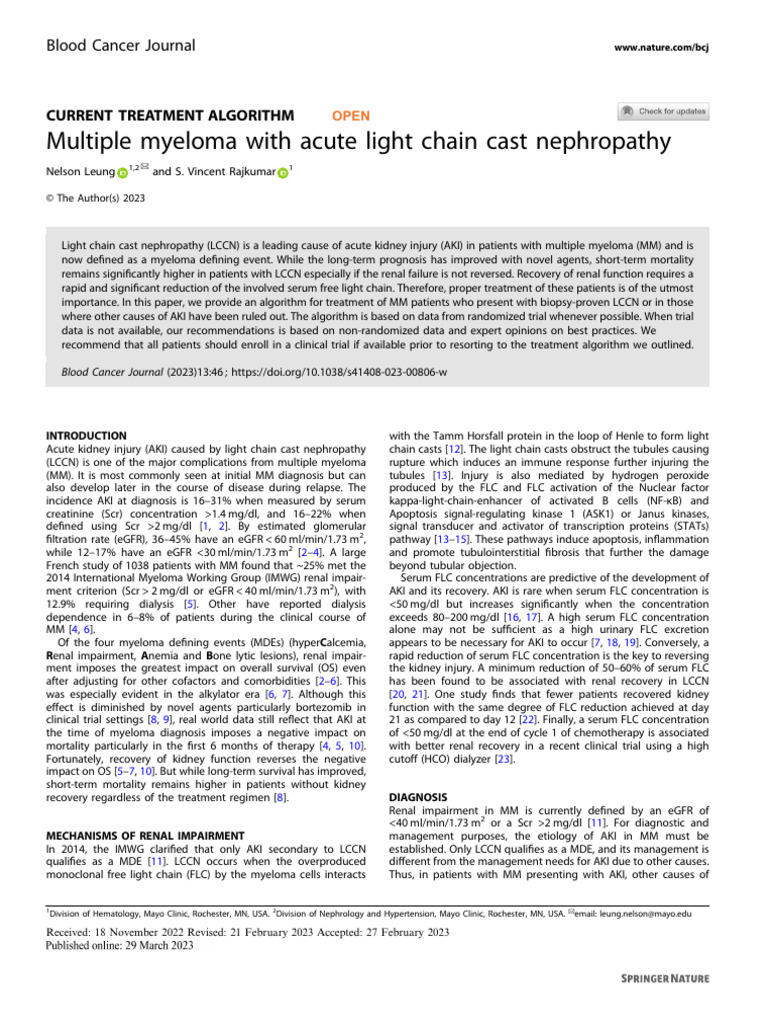 Treatment Algorithm for LCCN in Myeloma | PDF | Multiple Myeloma ...