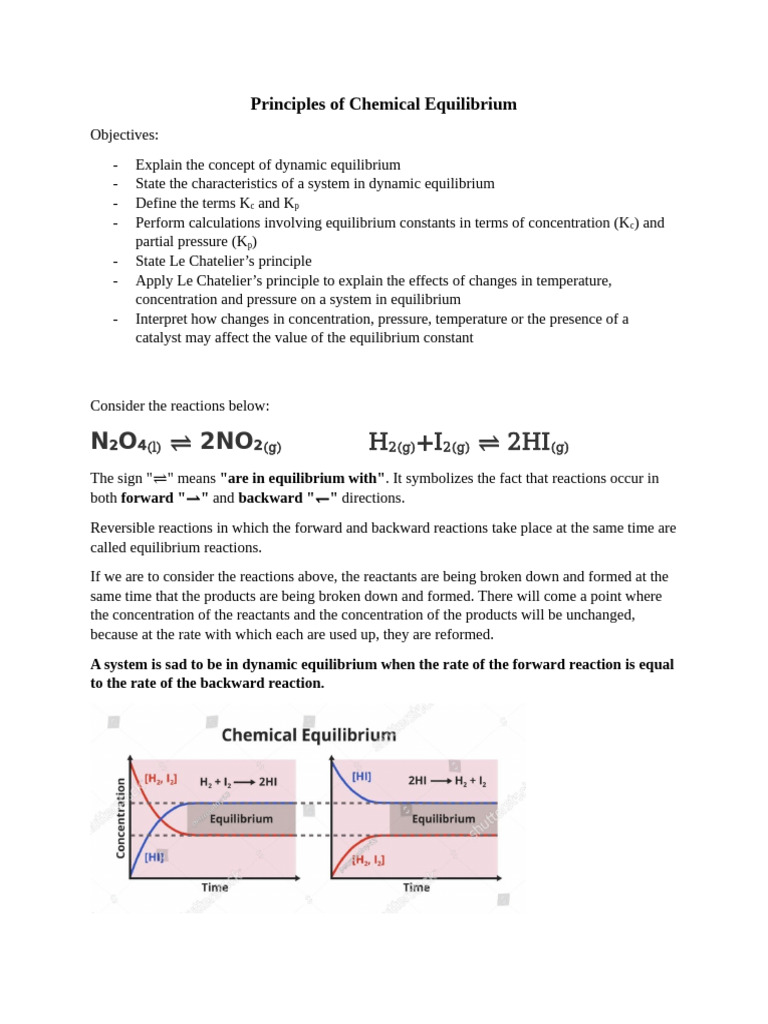 Understanding Chemical Equilibrium Principles | PDF | Chemical ...