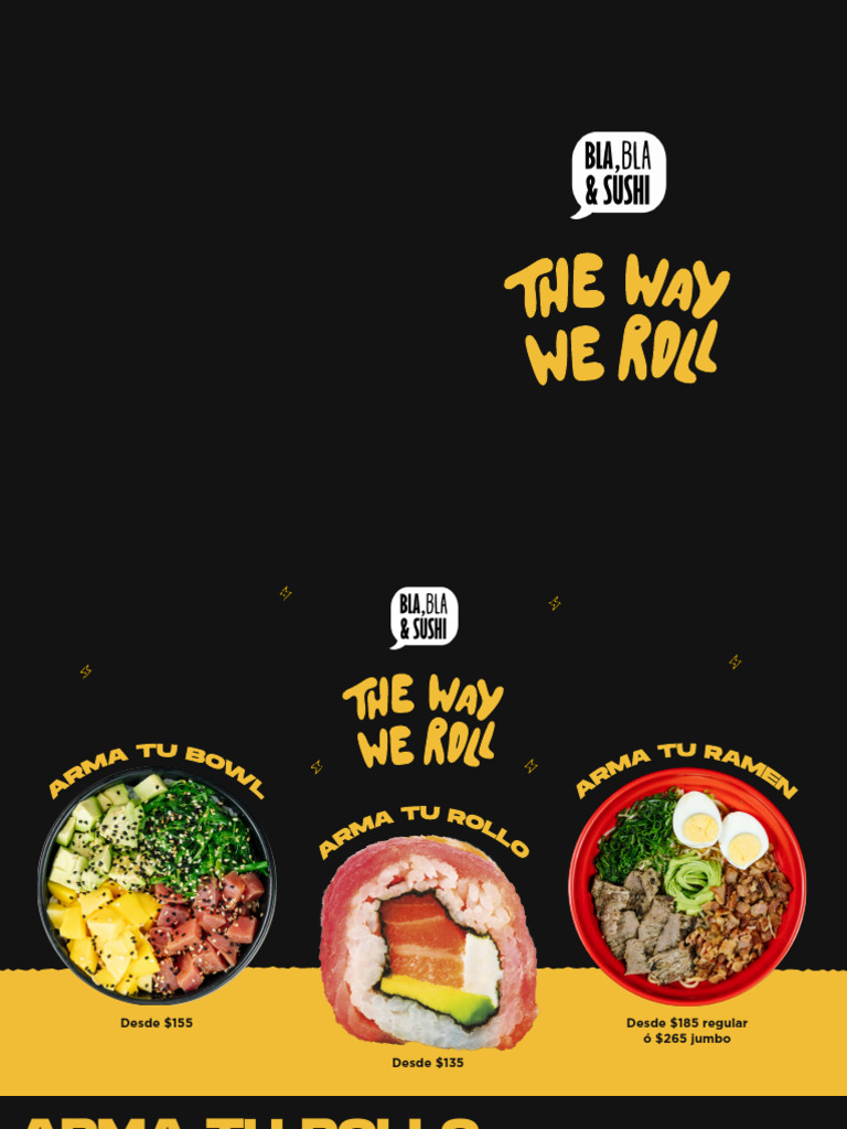 BLA, BLA SUSHI MENÚ 2025 | PDF | Cocina | Alimentos