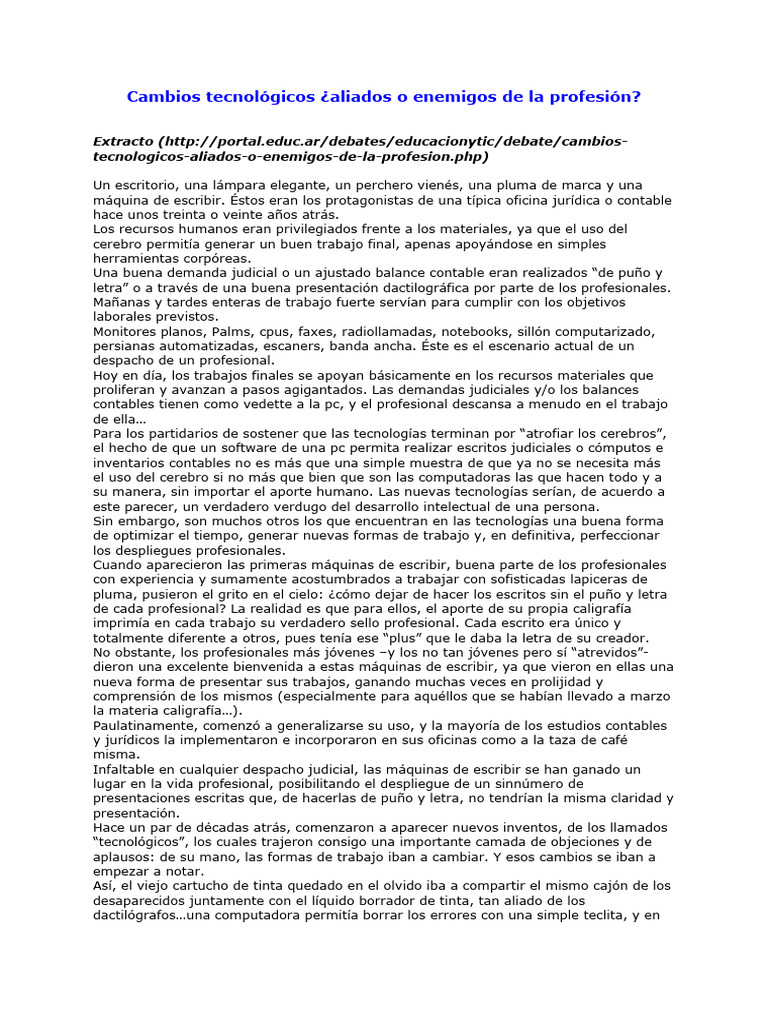 Cambios Tecnologicos Aliados o Enemi | PDF | Informática