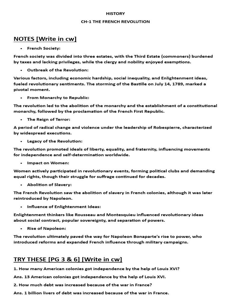 Ch-1 the French Revolution Notes | PDF | French Revolution | Age Of ...