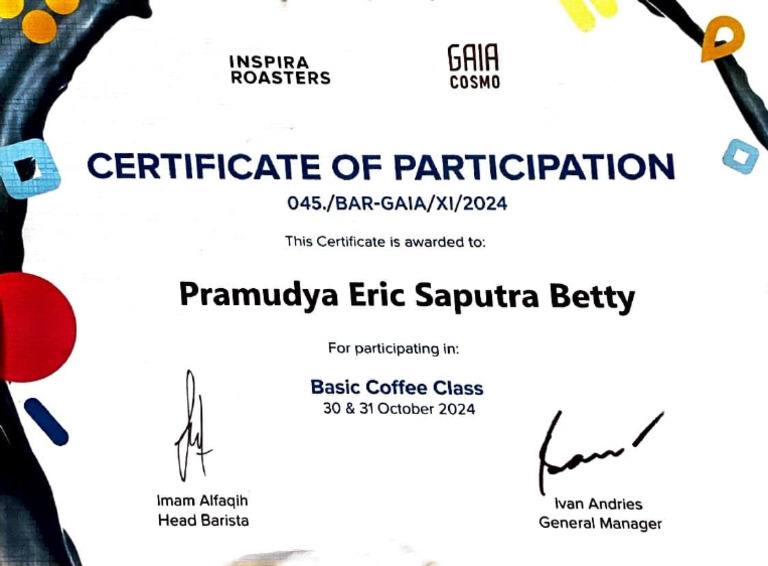 Coffee Class Certificate | PDF