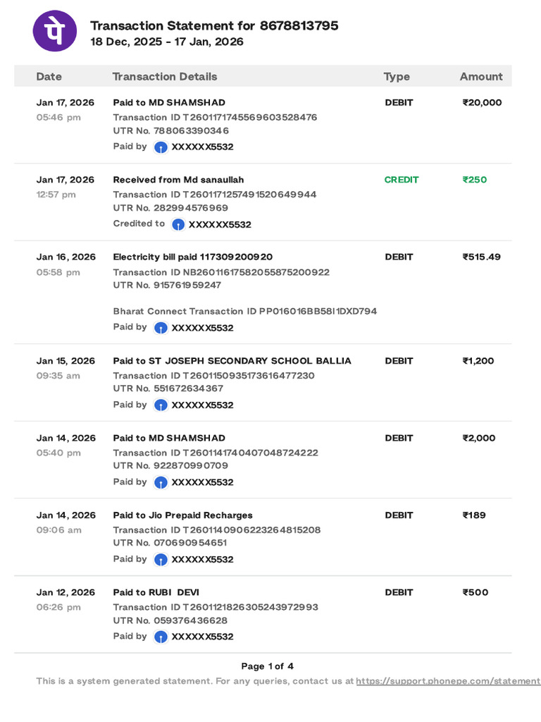 PhonePe Transaction Statement Summary | PDF | Financial Services | Banking