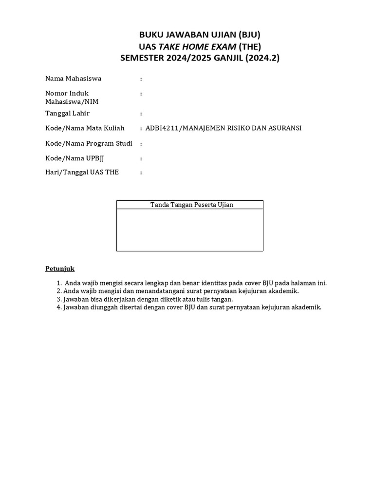 ADBI4211- Manajemen Risiko dan Asuransi | PDF