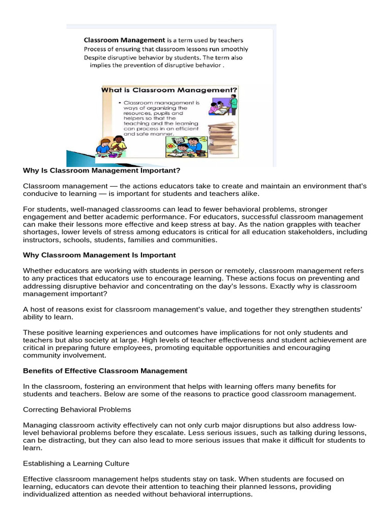 Why is Classroom Management Important | PDF | Classroom Management ...