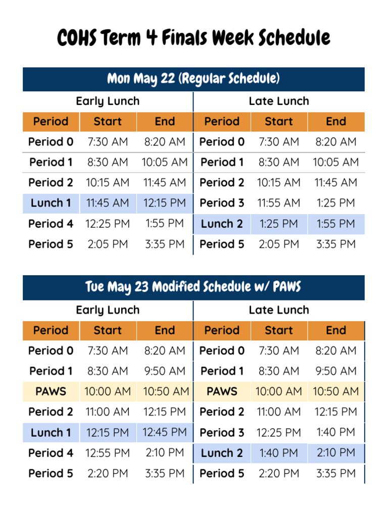 Term 4 Finals Week Schedule 2023 (1) (2) | PDF