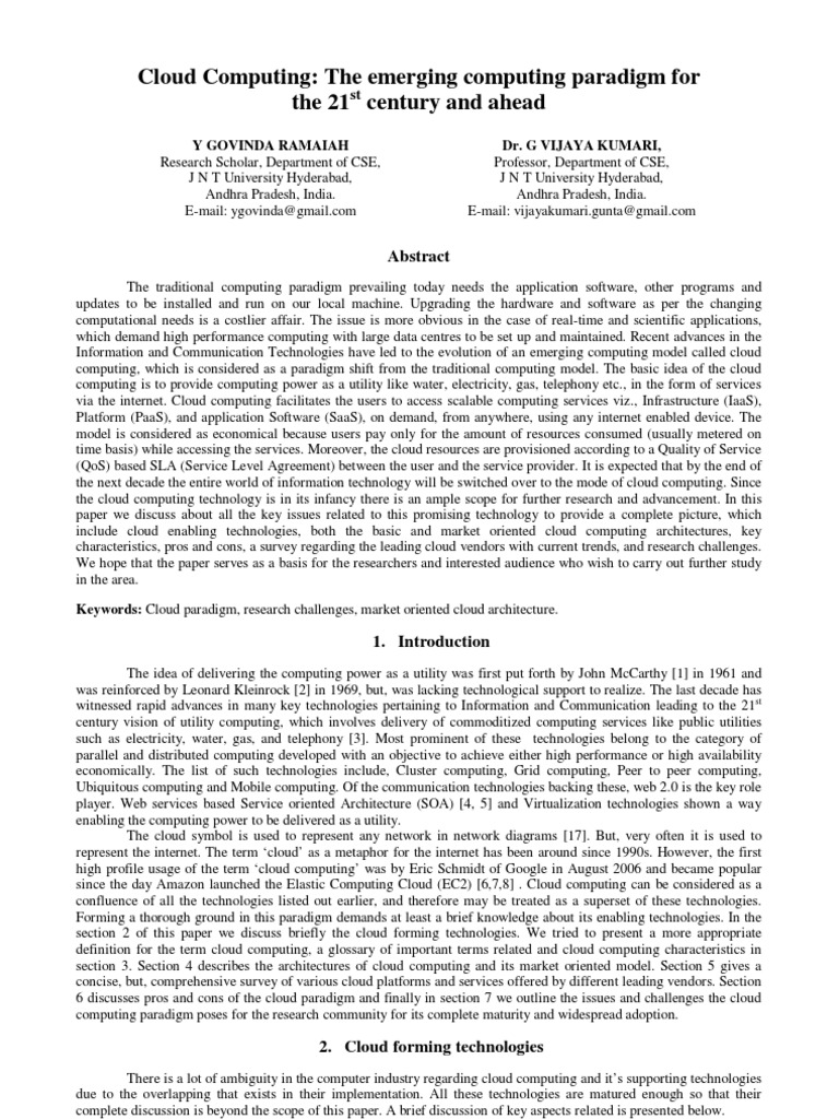 Understanding Cloud Computing Paradigms | PDF