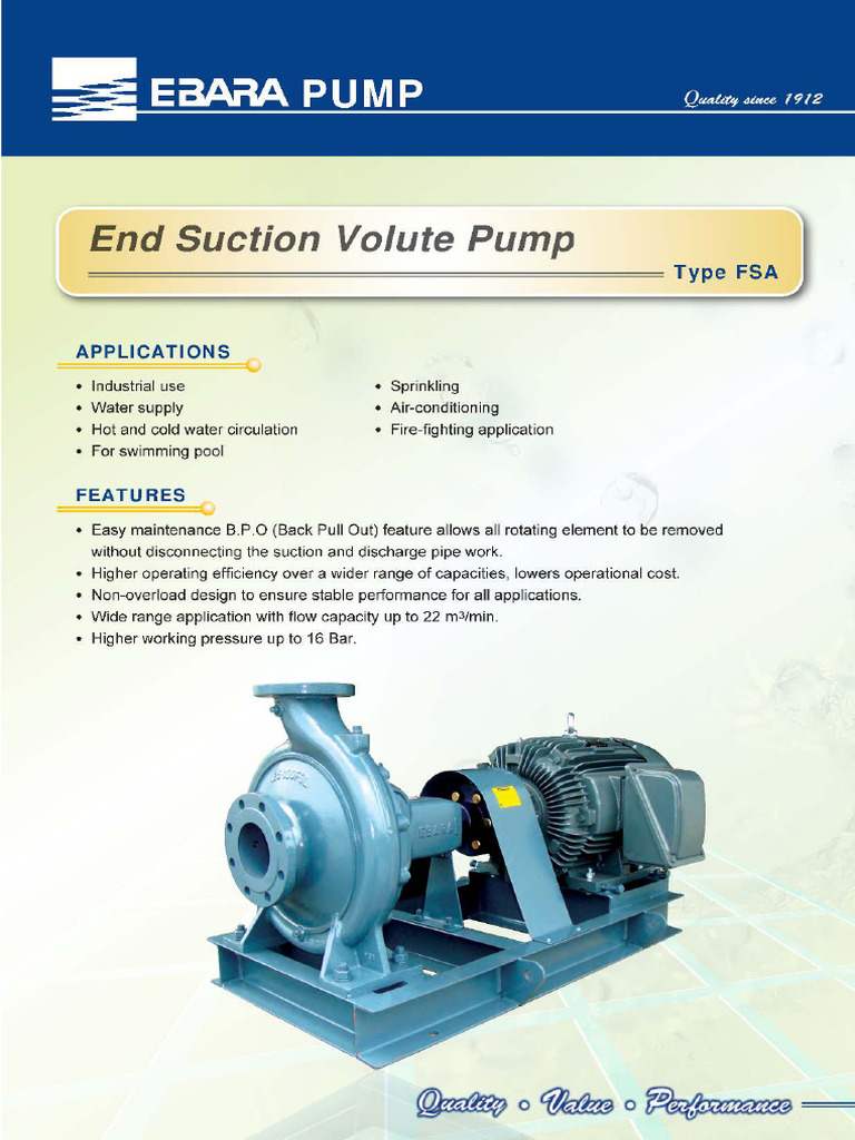 End Suction Volute Pump Specs | PDF | Pump | Fluid Dynamics