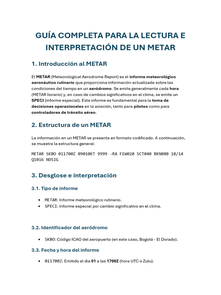 Metar | PDF | Meteorología | Ciencias atmosféricas