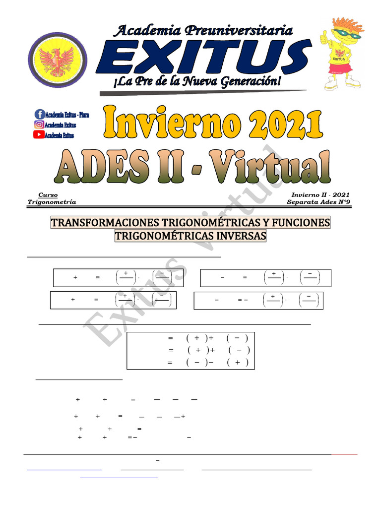 Inv21 Ades II Trig9 (1) | PDF | Funciones trigonométricas | Combinatoria