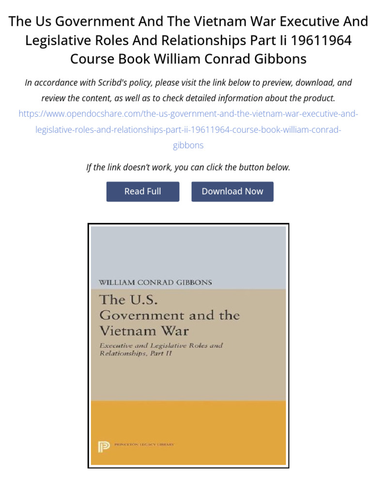The Us Government And The Vietnam War Executive And Legislative Roles ...