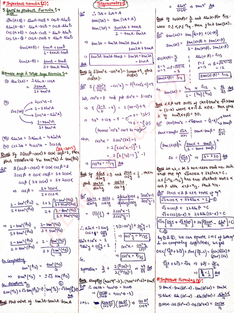 Trigonometry (Compound Angle) (@JEEAdvanced_2025) | PDF