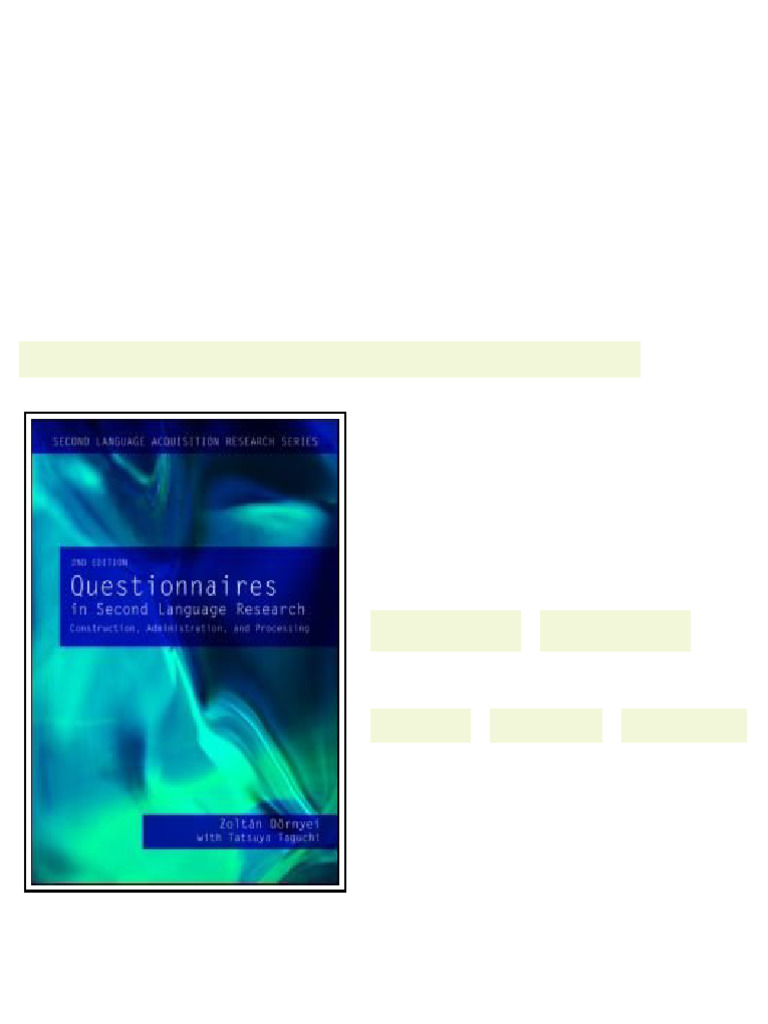 Questionnaires in Second Language Research Construction Administration ...