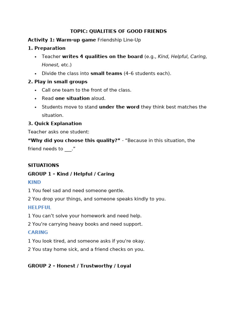 Essential Qualities of Good Friends | PDF | Psychological Concepts